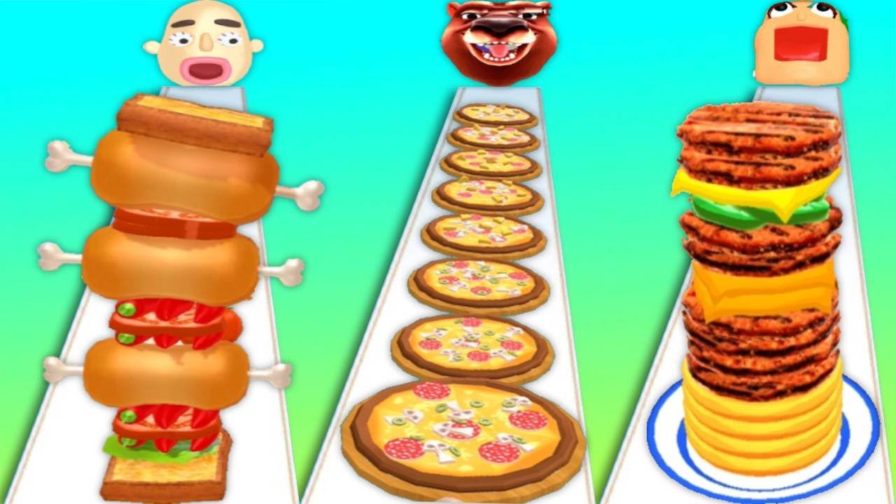 SANDWICH RUNNER vs PIZZA STACK vs BURGER RUN - Triple Satisfying Mobile Gameplay Android APK ...