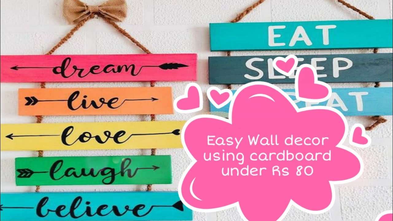 Diy wall hanging sign board using Cardboard for home decor | sign board ...