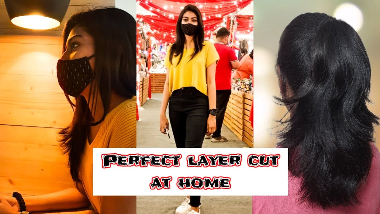 PERFECT LAYER CUT AT HOME 🏡 || Cutting my own hair || Without any cost ...