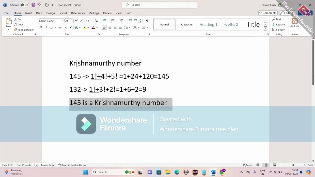 WRITE A PYTHON PROGRAM TO CHECK WHETHER IT IS A KRISHNAMURTHY NUMBER OR NOT. - YouTube
