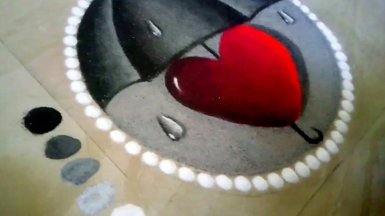 3d rangoli | Valentine's day special | Water drop effect rangoli | Step ...