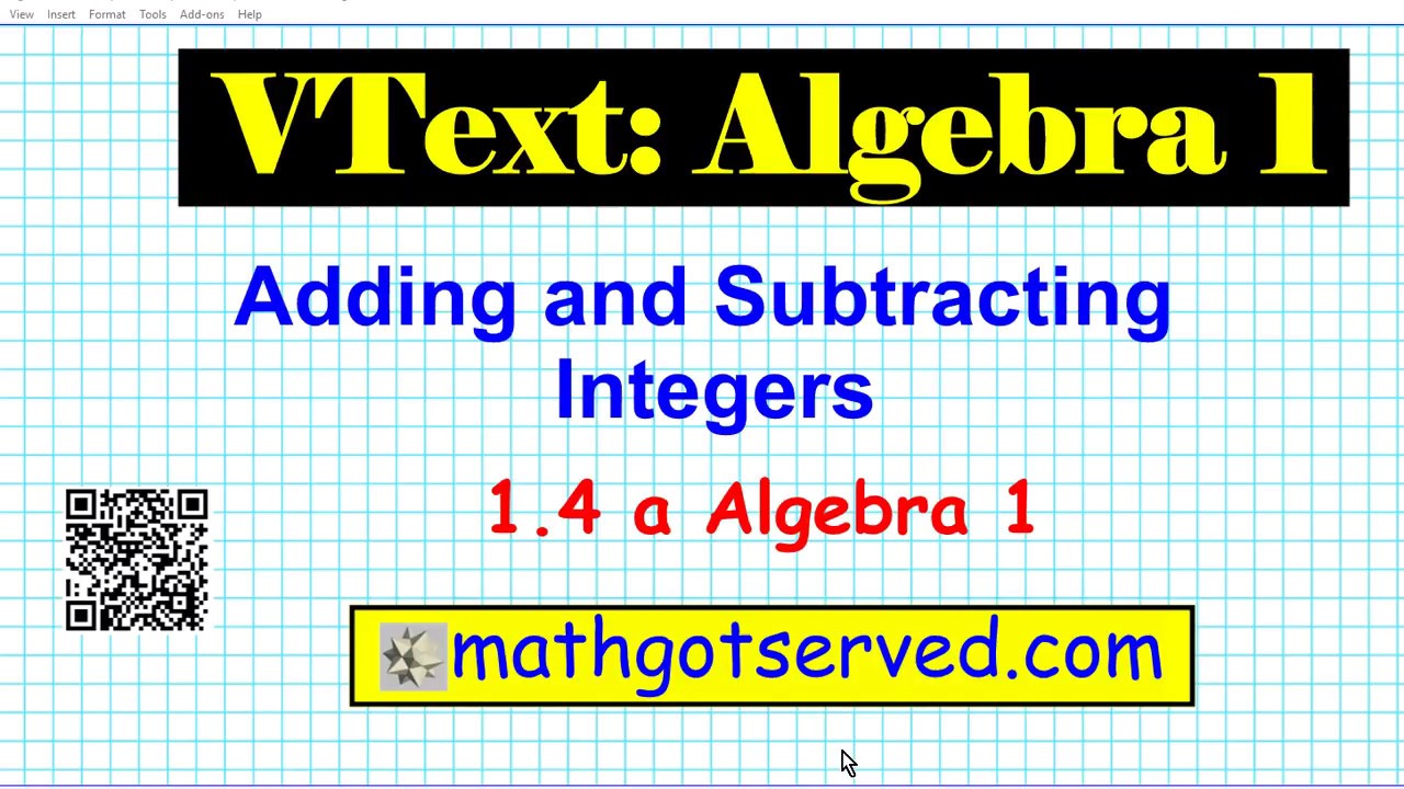 1.4 a Algebra 1 Adding and Subtracting Integers How to Learn ...