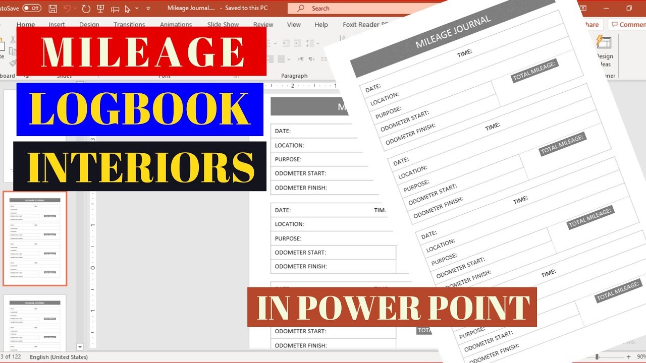 How To Create MILEAGE LogBook Interior In Powerpoint - KDP Self ...