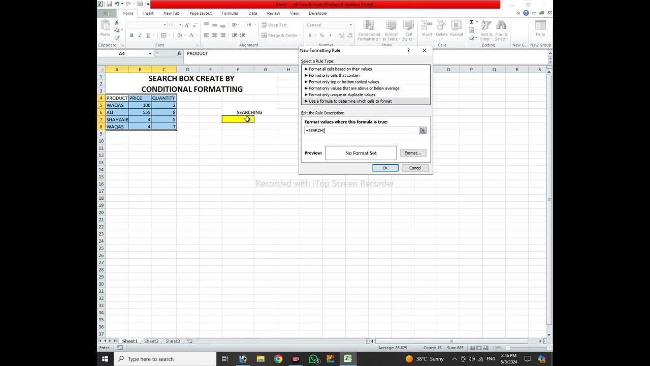 search box by conditional formatting in excel|search box|excel full detail|@shahzad practical ...