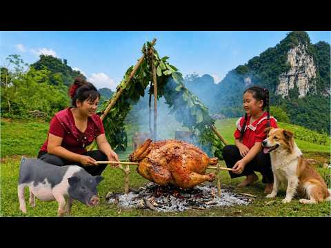 Ngan happily grilled chicken with her mother: a fun outing with the little piglet |@lytunga90