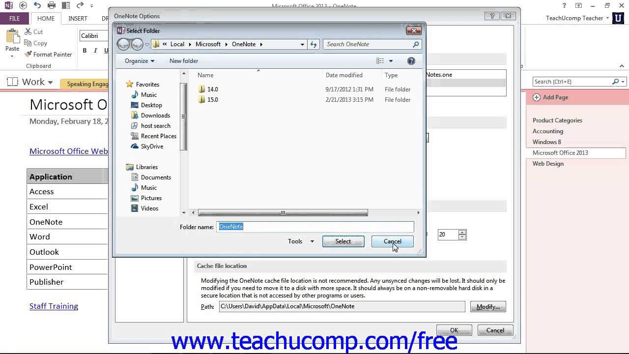 OneNote 2013 Tutorial Changing Other Options Microsoft Training Lesson ...