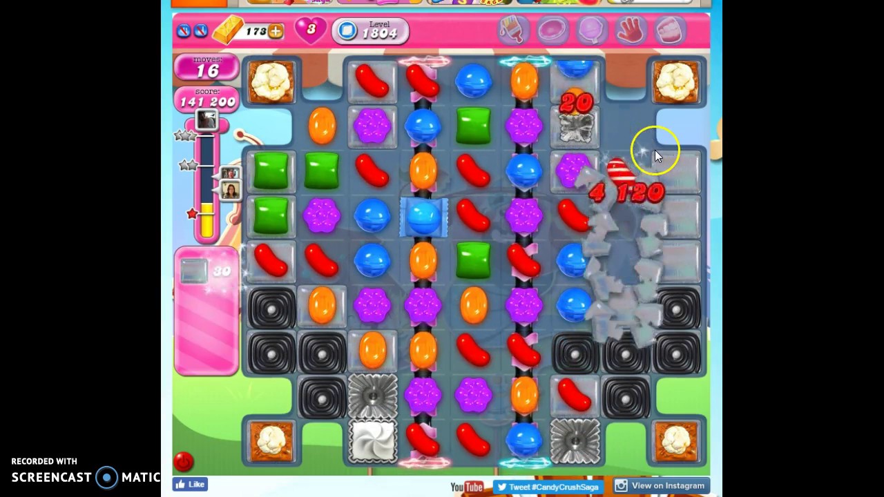 Candy Crush Level 1804 help w/audio tips, hints, tricks - YouTube