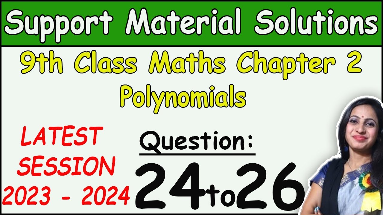 DOE Support Material Solution |Class 9 Math Chapter 2 Polynomials Ques ...
