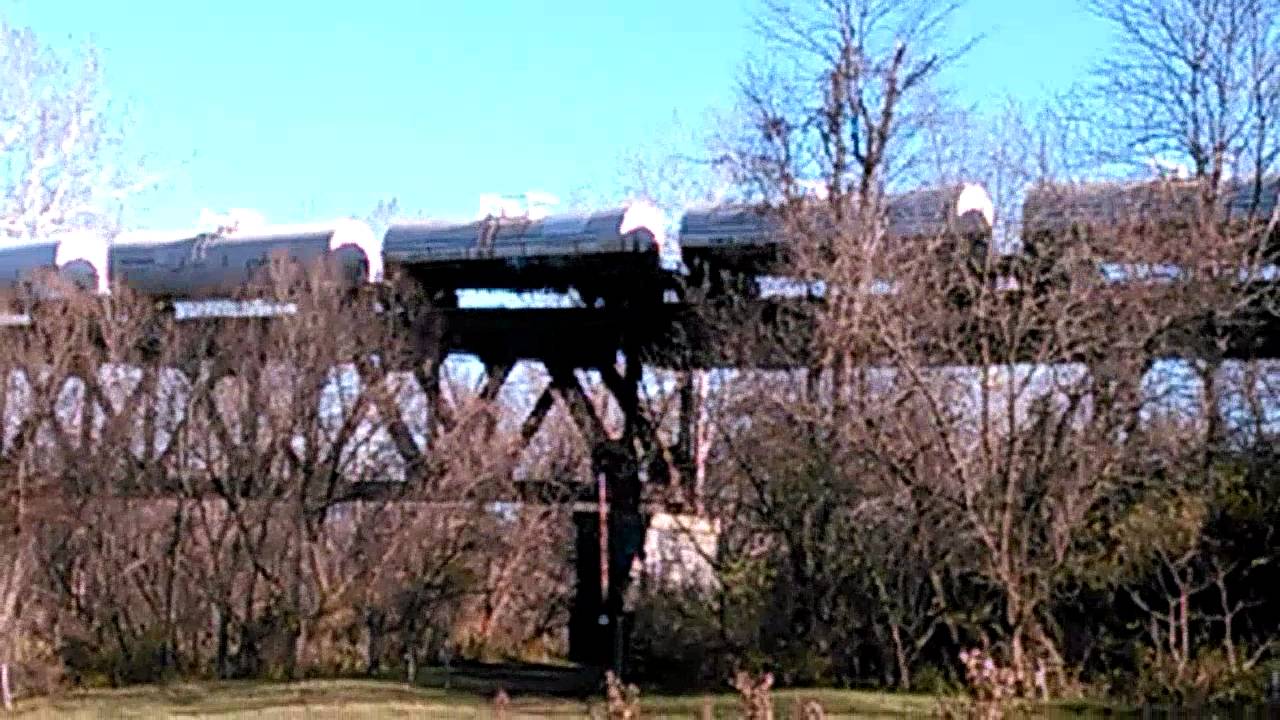 TRAIN OVER HISTORIC TRESSLE - YouTube