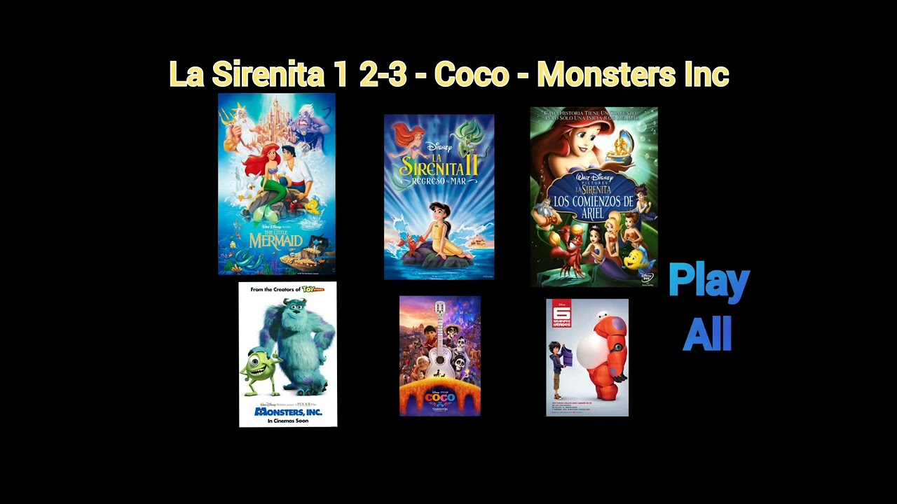 La Sirenita 1 2-3 - Coco - Monsters Inc 6 En 1 DVD Menu Pirata - YouTube