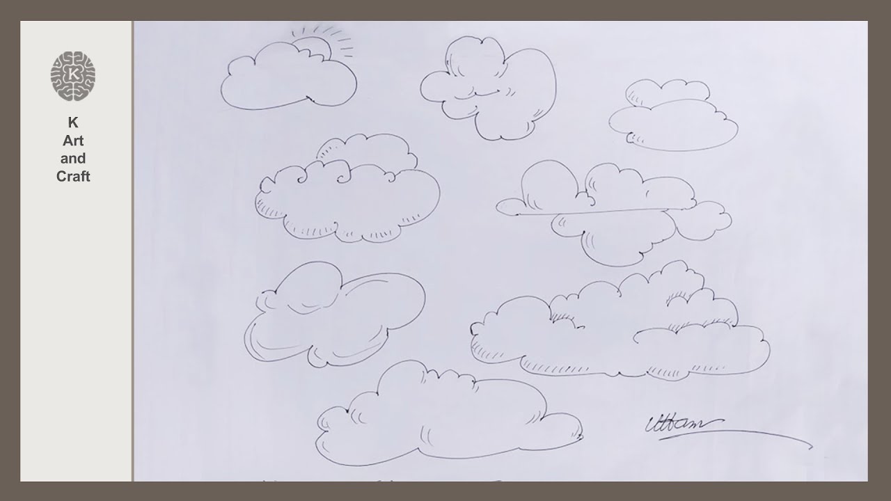 how to draw easy cloud by ballpoint pen/ 8 clouds drawing/ very easy ...