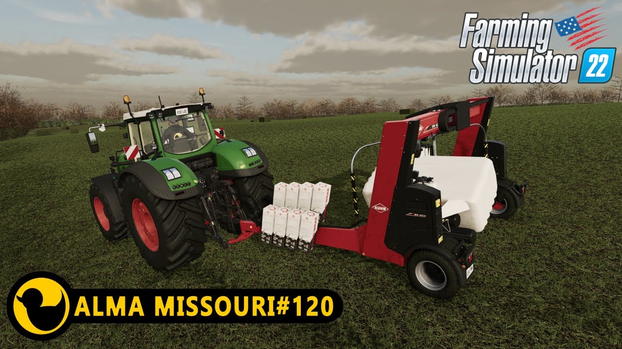 WRAPPING GRASS AND BALING HAY|ALMA MISSOURI#120|FARMING SIMULATOR 22 ...
