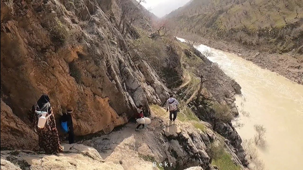 Dangerous and beautiful path to the house by the river, nomadic life in Iran 2023 - YouTube