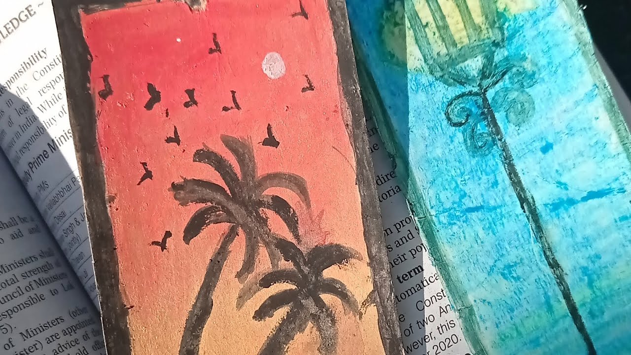 how to make bookmarks using water colours and oil pastels - YouTube