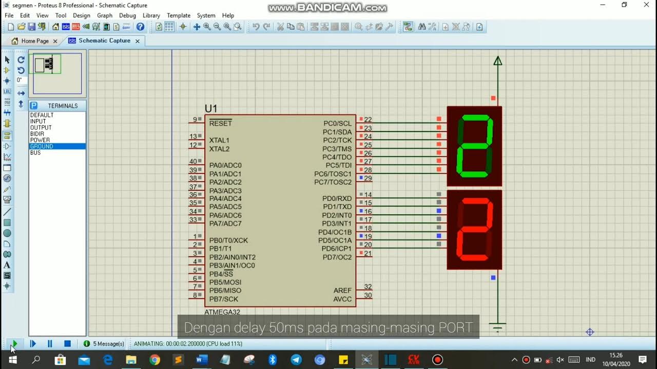 IMPLEMENTASI LED 7 SEGMENT DENGAN PROTEUS DAN CVAVR - YouTube