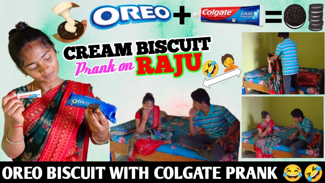 Cream biscuit prank on Raju😂| Toothpaste in OREO BISCUIT🍩🍪| Prank Gone ...