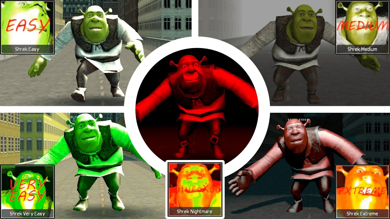 Gmod: SHREK NEXTBOT – 5 difficulty levels: from VERY EASY to NIGHTMARE ...
