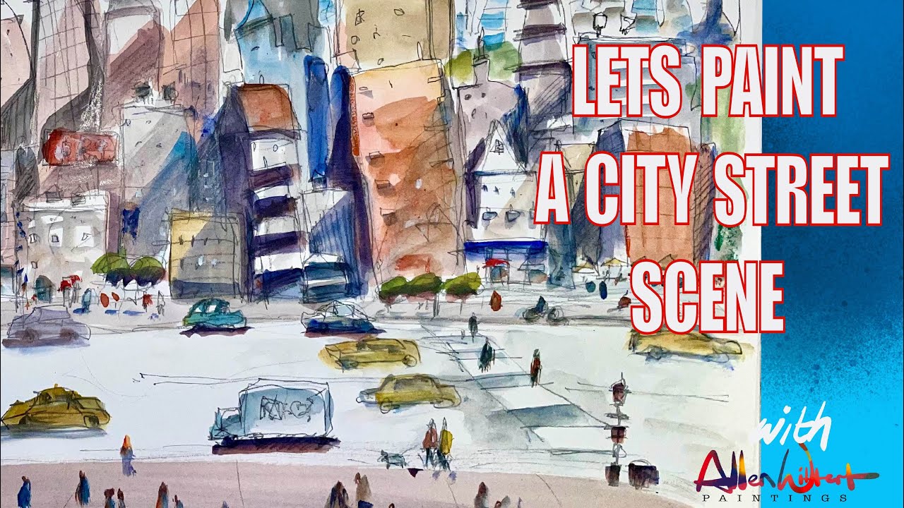 How to draw and paint a big city urbanscape - YouTube
