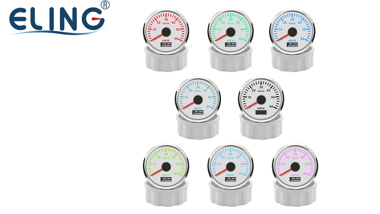 ELING 2'' Speedometer GPS 60km/h with Tripmeter Odometer for 7 Colors ...