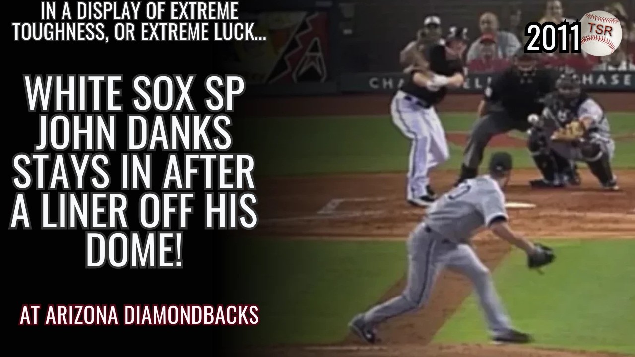 White Sox SP John Danks Stays In After A Liner Off His Dome!!! - YouTube