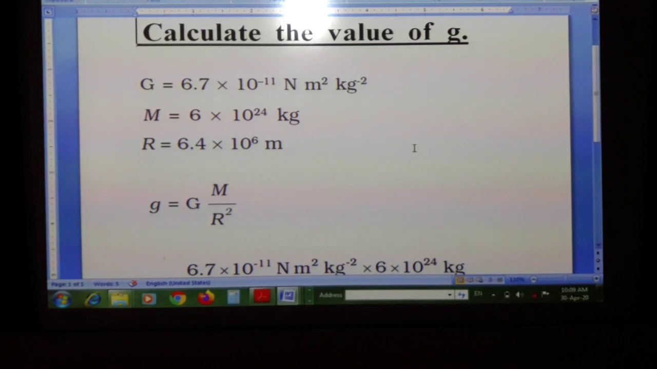 Std.9||Physics||Ch.10.Gravitation|| Calculate the value of g. - YouTube