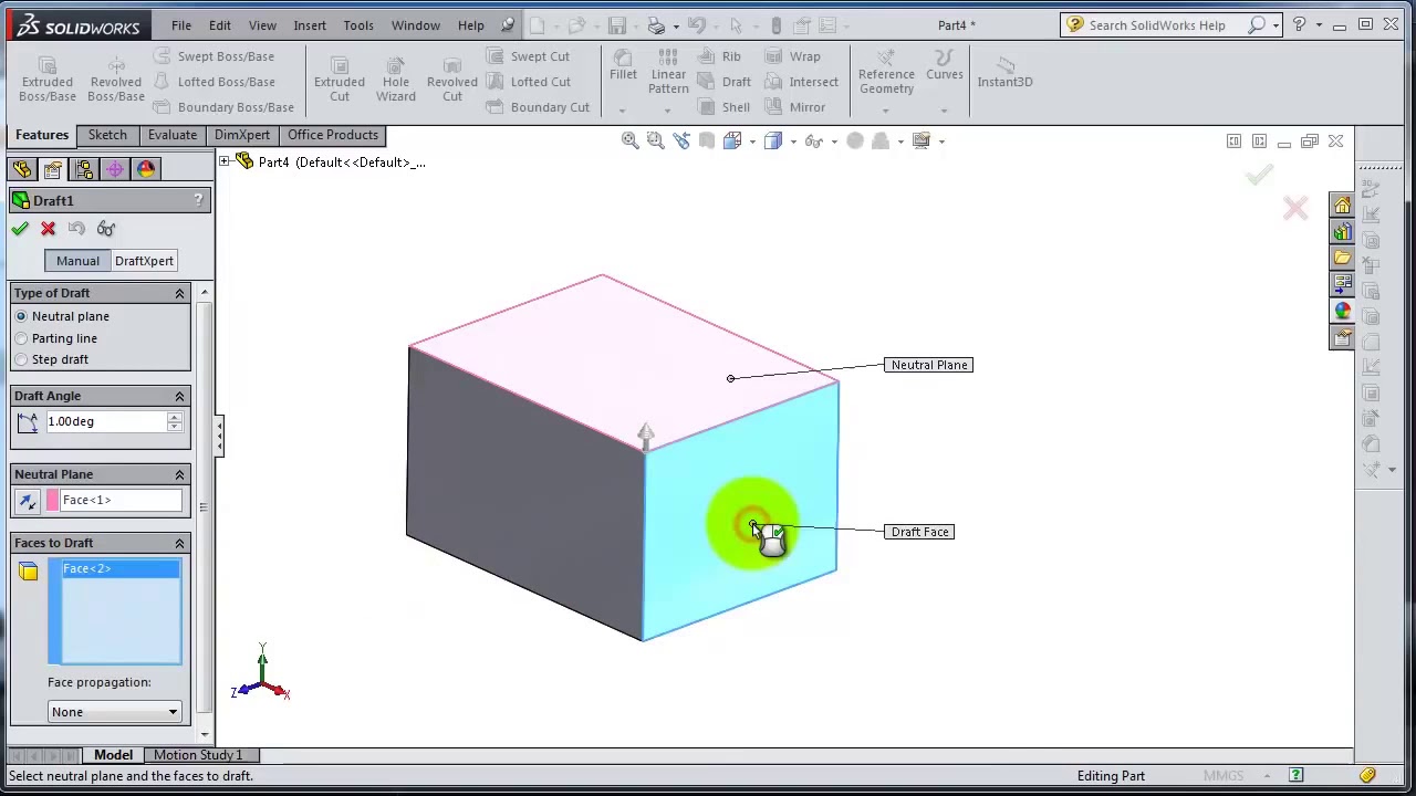 053 SolidWorks 2014 Tutorial Neutral Plane Draft - YouTube