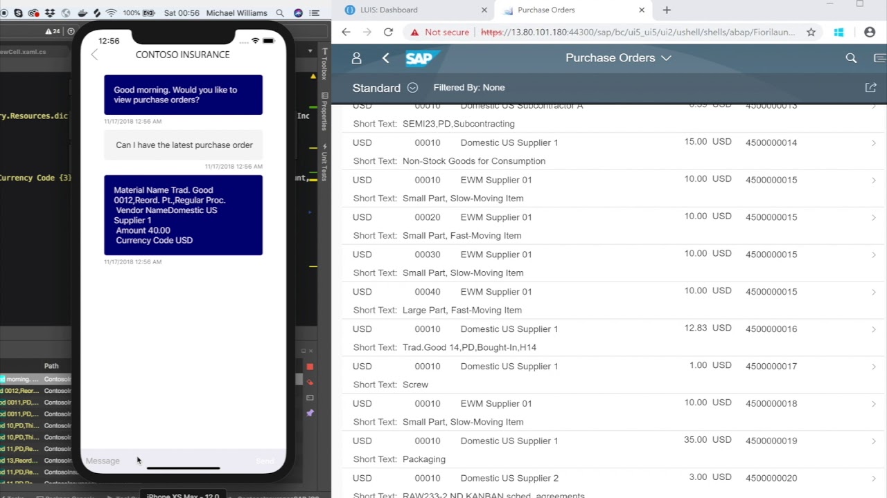 SAP/Chatbot/Mobile Integration Demo - YouTube