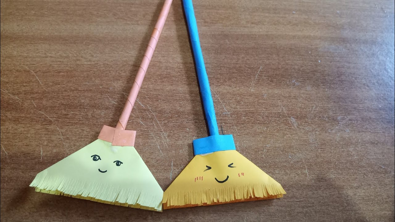 How to make a paper Broom 🧹 - YouTube