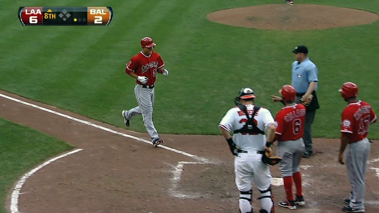 LAA@BAL: Trout drills his first career home run - YouTube