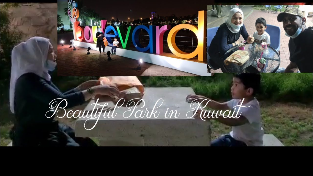 One of the best beautiful Park in Kuwait /Boulevard Mall +Riding train ...