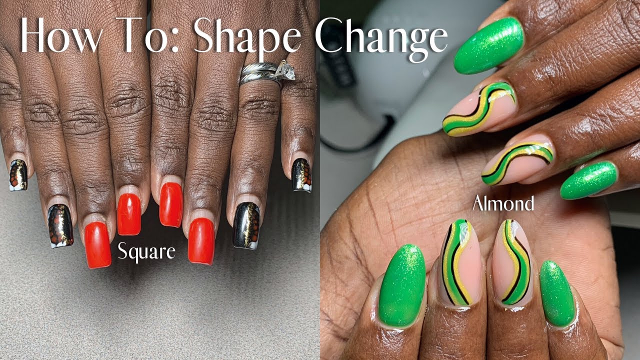 Acrylic Refill & Shape Change from Square to Almond - YouTube