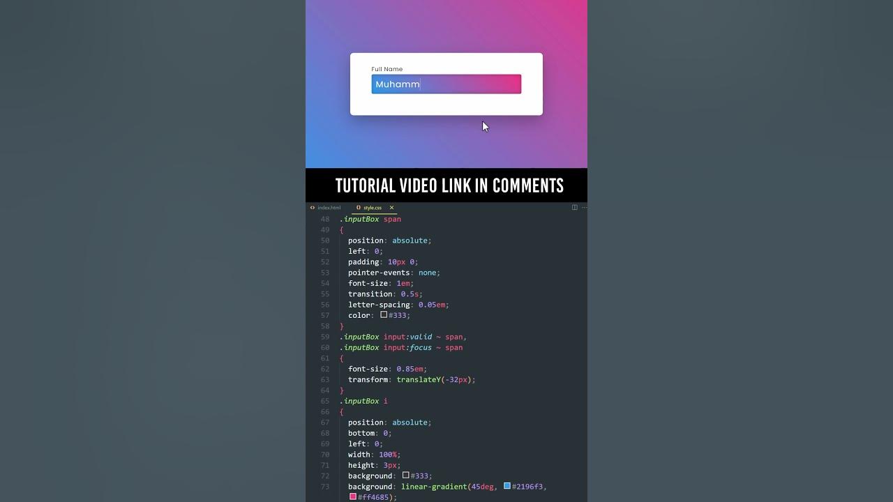 Css Input Label Animation Floating Placeholder Text Shorts Youtube