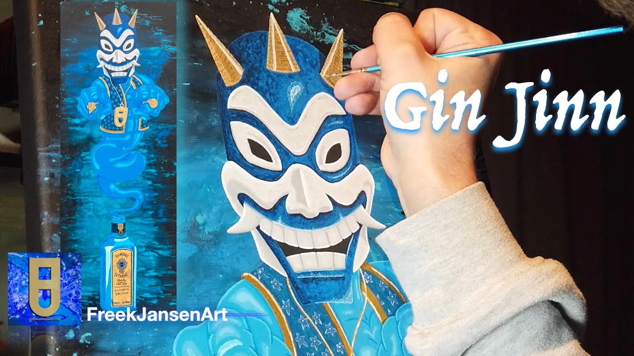 Genie In A Bottle Acrylic Painting - “Gin Jinn” by FreekJansenArt - YouTube