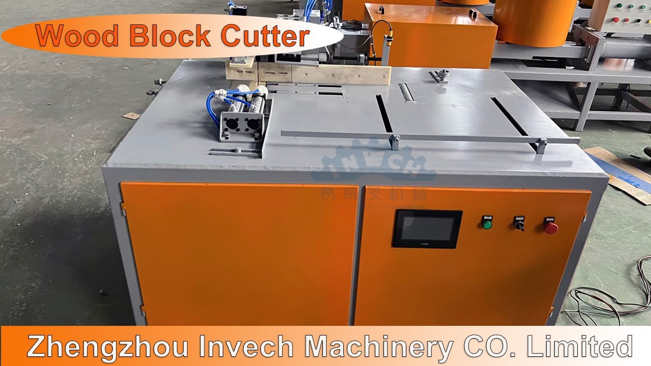 wood pallet block cutter machine with logo heating - YouTube