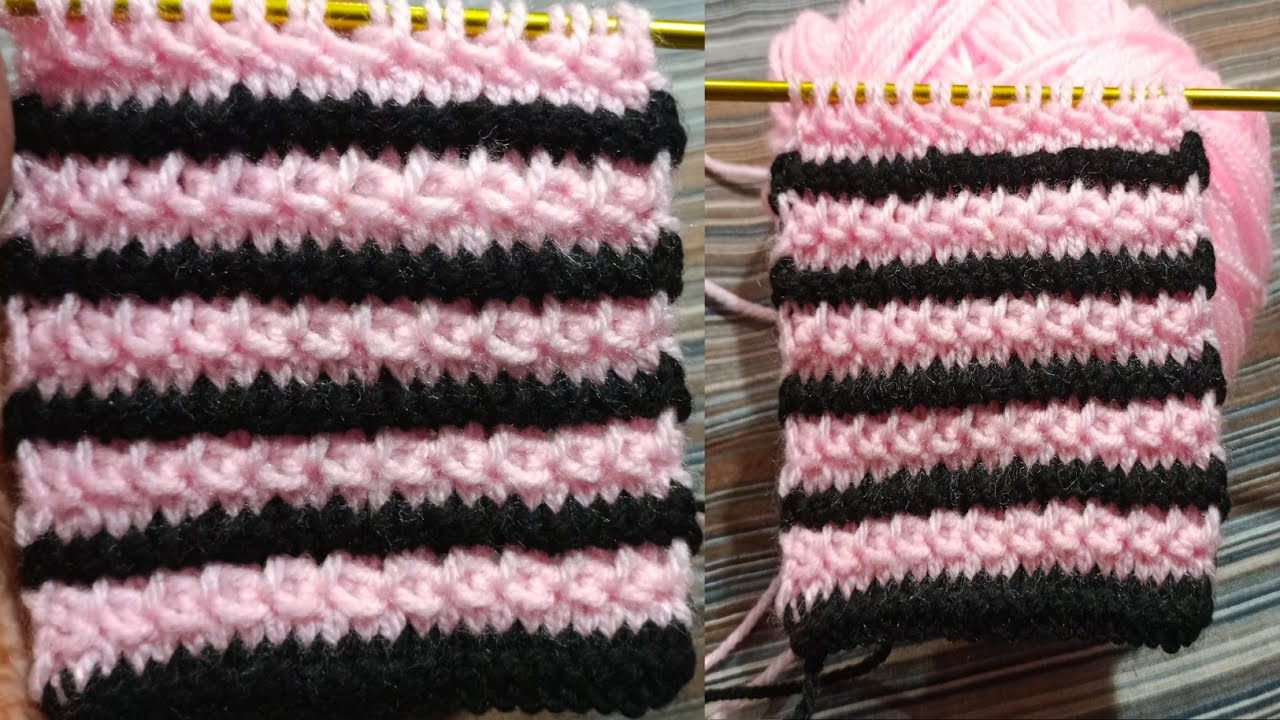 Easy and Simple Double Colour Knitting Pattern | Knit Pattern - YouTube