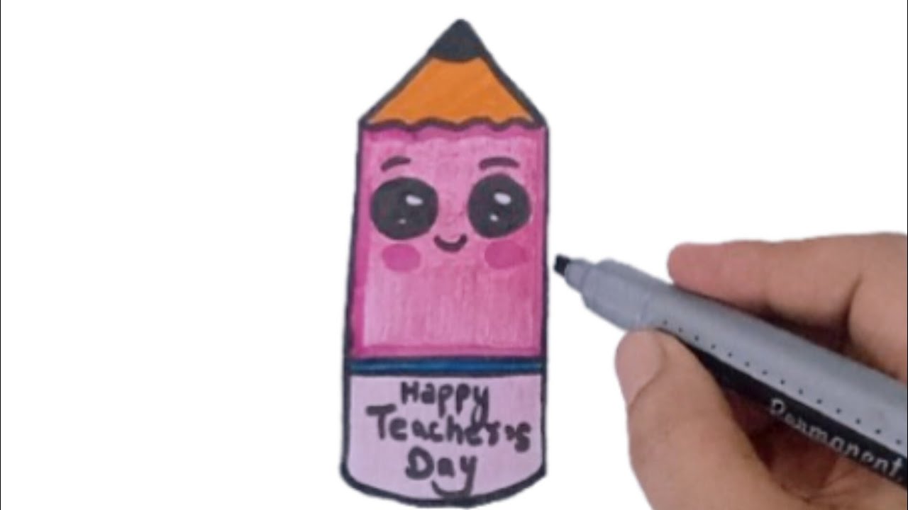 How to Draw a cute Teacher's Day greeting card | Easy kawaii drawing ...