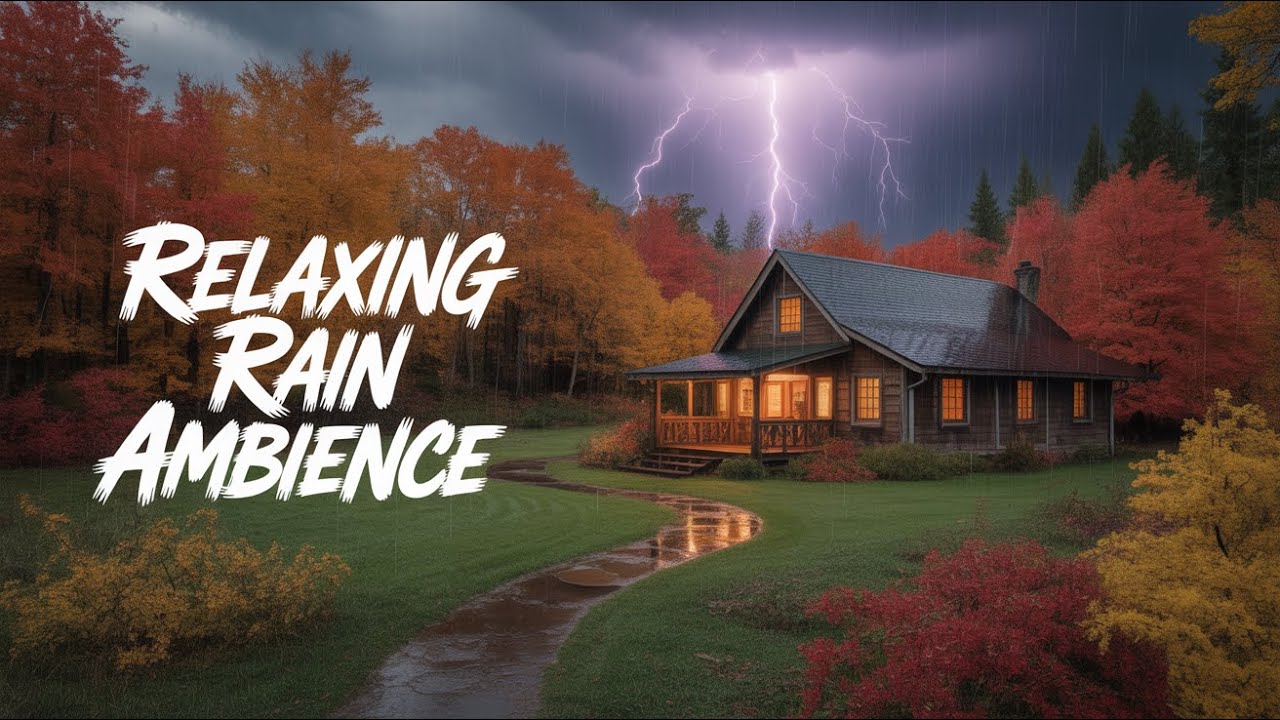 5 Hours of Autumn Rain and Thunder Outside Cabin Window - YouTube