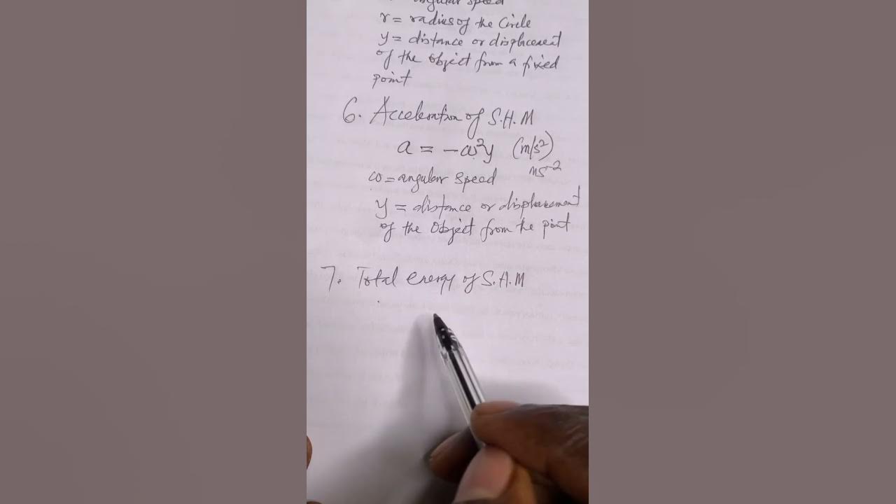Formulas Acceleration Of S H M Part 2 Reel Youtube