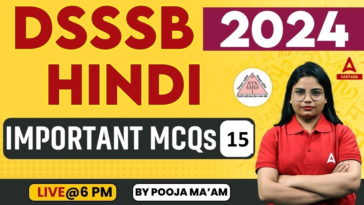 DSSSB Online Classes 2024 | Hindi Important MCQs | DSSSB LDC/Steno/JSA | By Pooja Maurya #15 ...