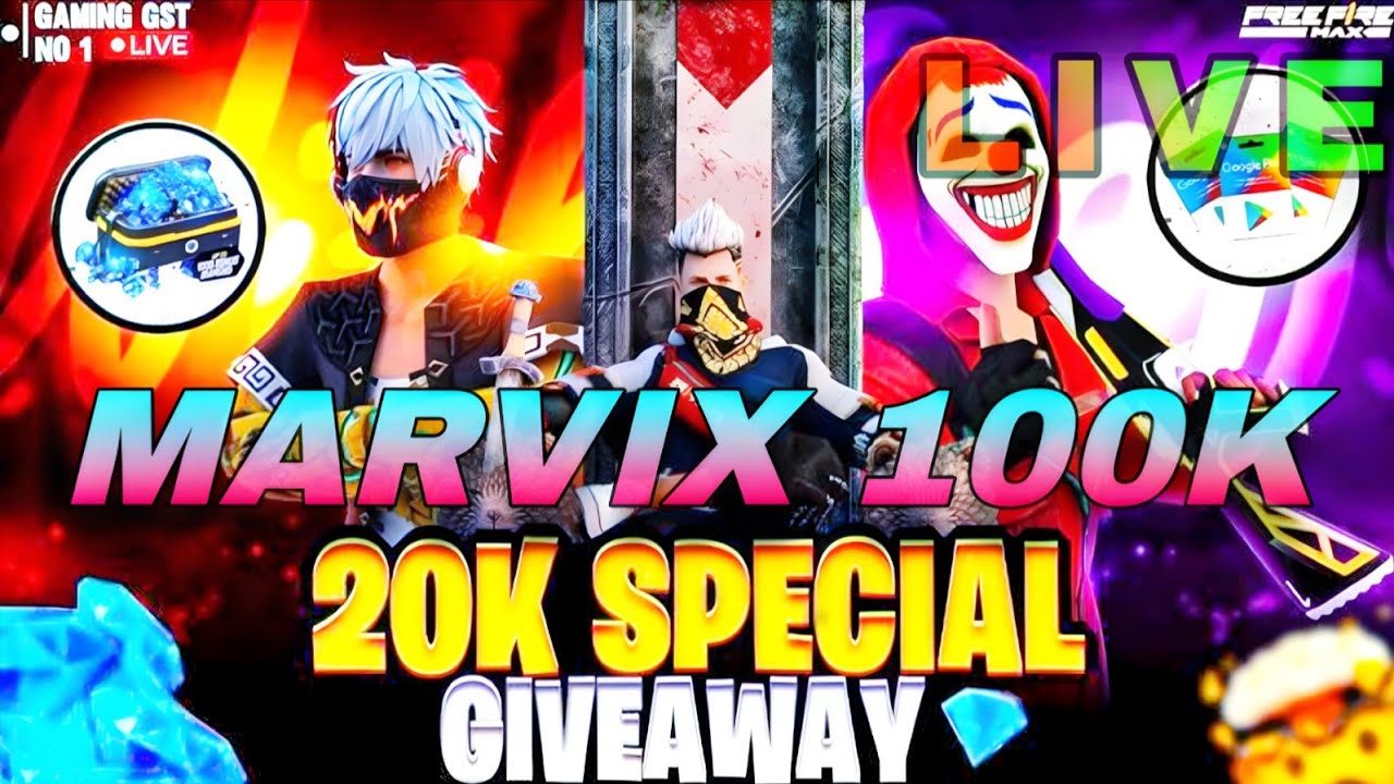 MARVIX 100K LIVE GIVE AWAY CUSTOM REDEEM CODE #MARVIX100K #LIVEGIVEAWAY ...