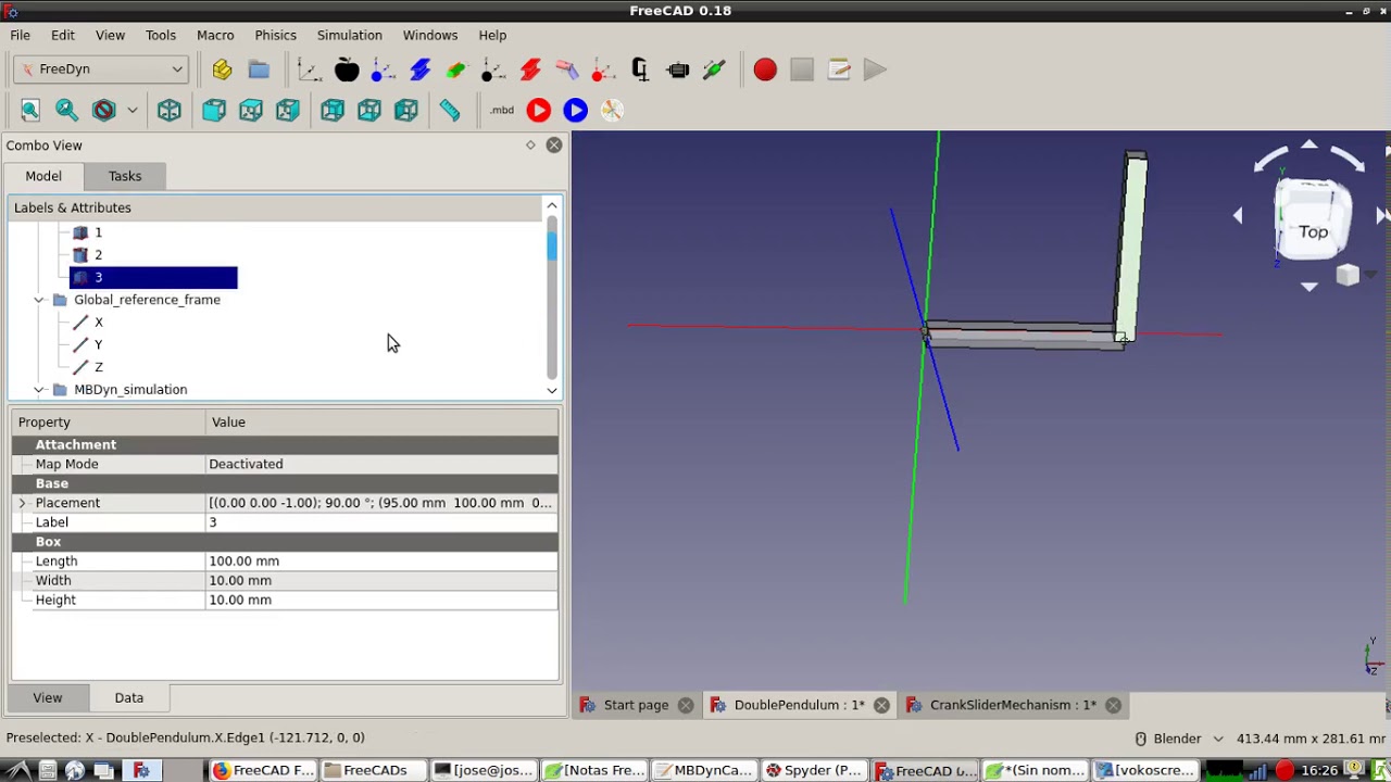 FreeCAD + MBDyn = FreeDyn a new FreeCAD workbech for multi body dynamics - YouTube