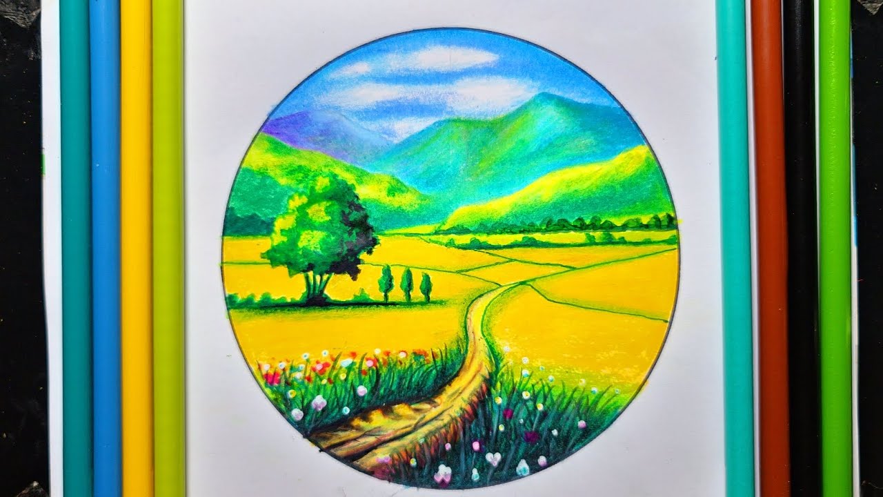 Drawing Country-side landscape/Color pencil drawing/Dream Art Vann ...