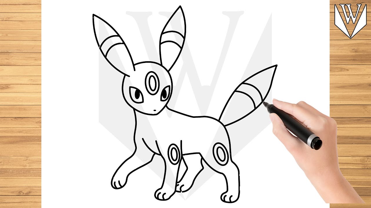 How to draw Umbreon Pokemon Step by step, Drawing Tutorial Trick Easy ...