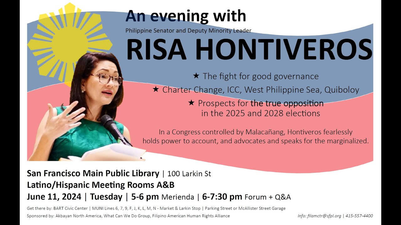 Philippine Senator Risa Hontiveros Meets Filipinos in San Francisco Bay ...