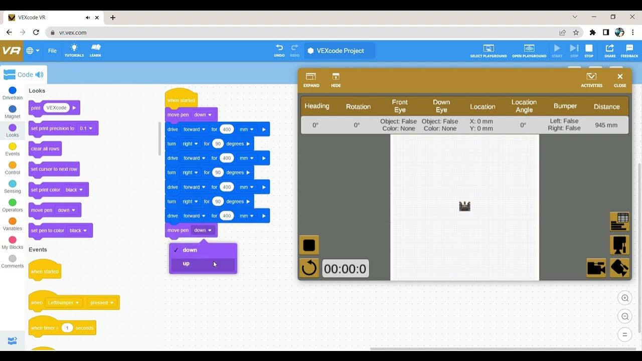VEXcode VR Project 1: 'Drawing The Square' Created by Trishanth Kumar ...
