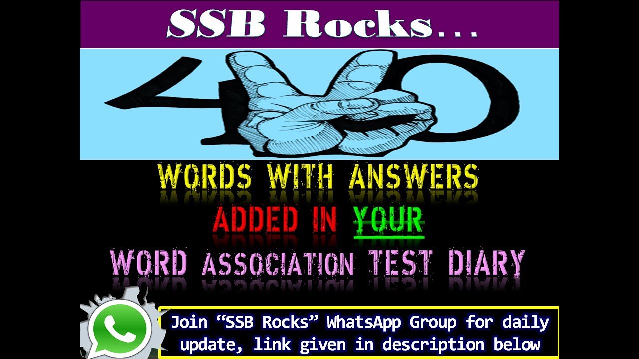 Word Association Test (WAT) with Examples and Answers Set 7 | SSB ...
