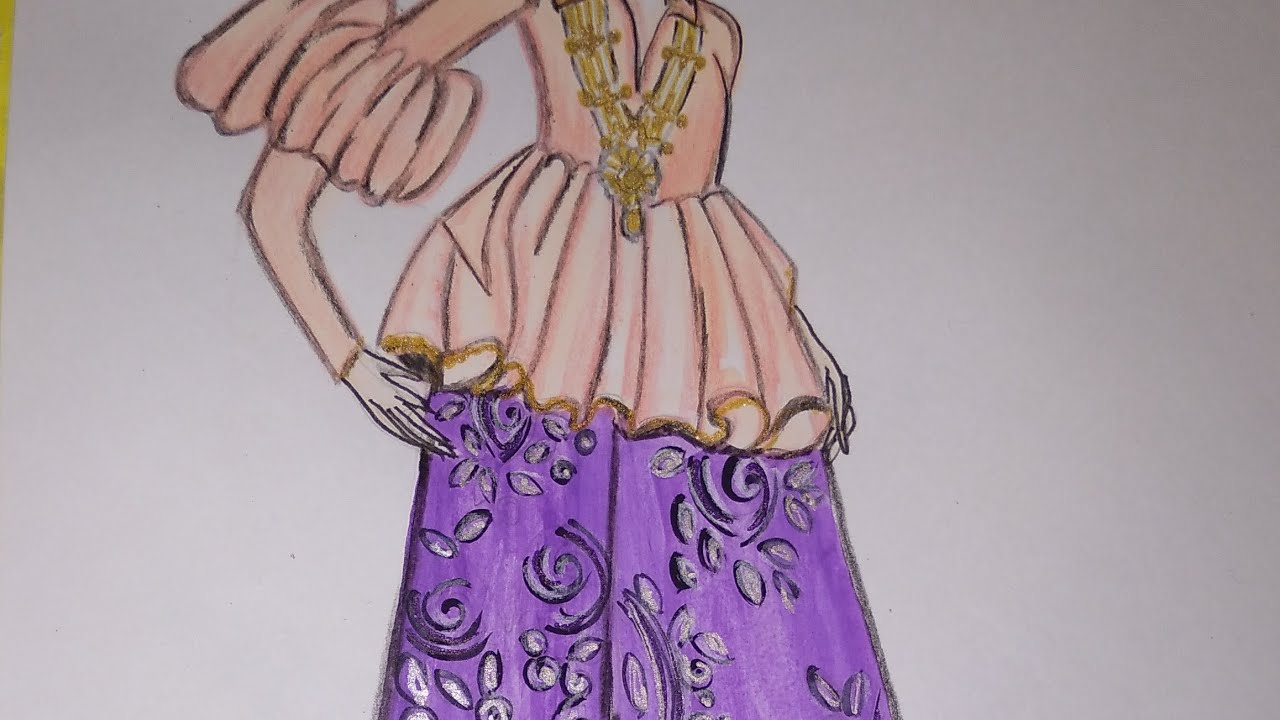 How to draw a dress||Beautiful dress design - YouTube