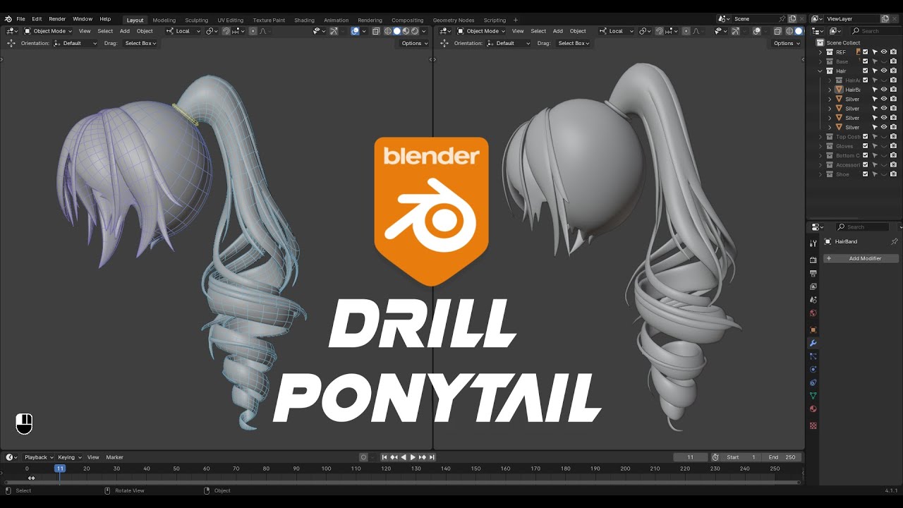 How to make Anime Drill Ponytail Modeling - YouTube