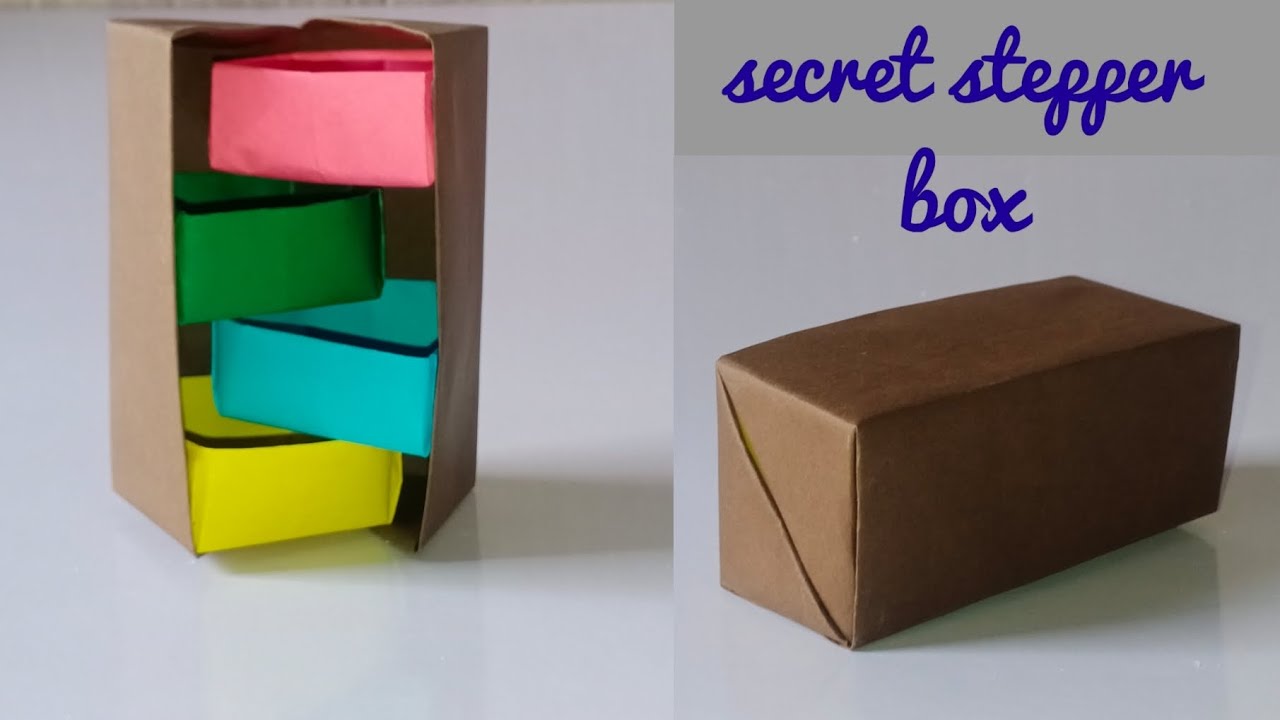 DIY secret stepper box || desk organizer || paper craft || origami ...