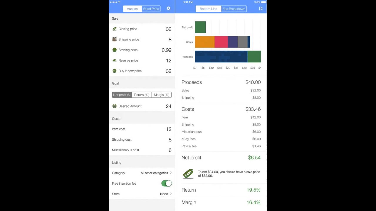 Salecalc for eBay on iPad - YouTube